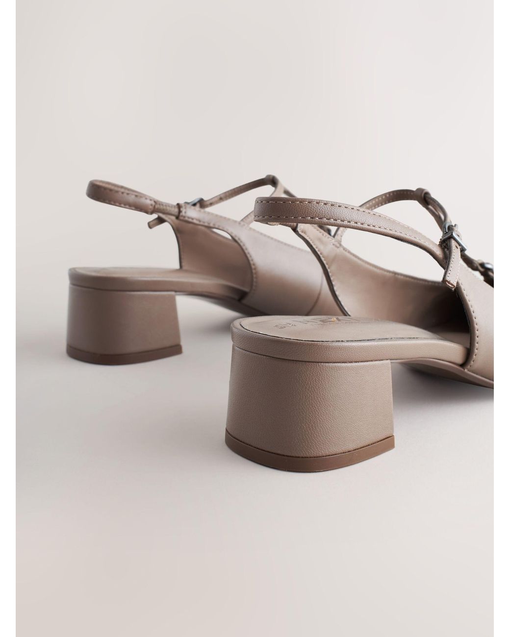Next Forever Comfort Leather Slingback Block Heels in Natural | Lyst