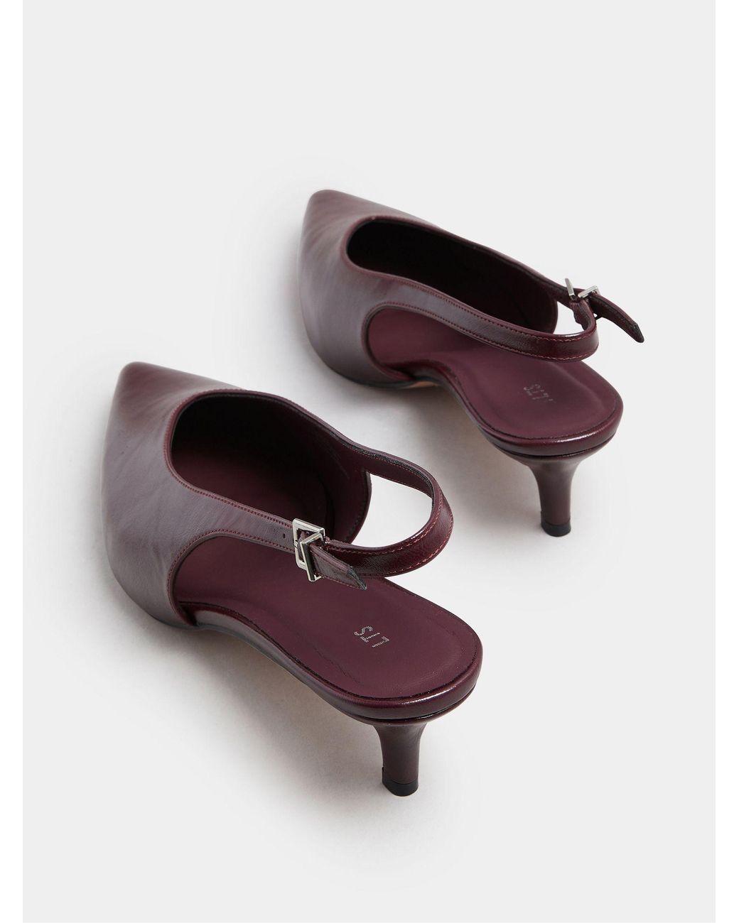 Long Tall Sally V Cut Kitten Slingback Heel Shoes in Brown | Lyst