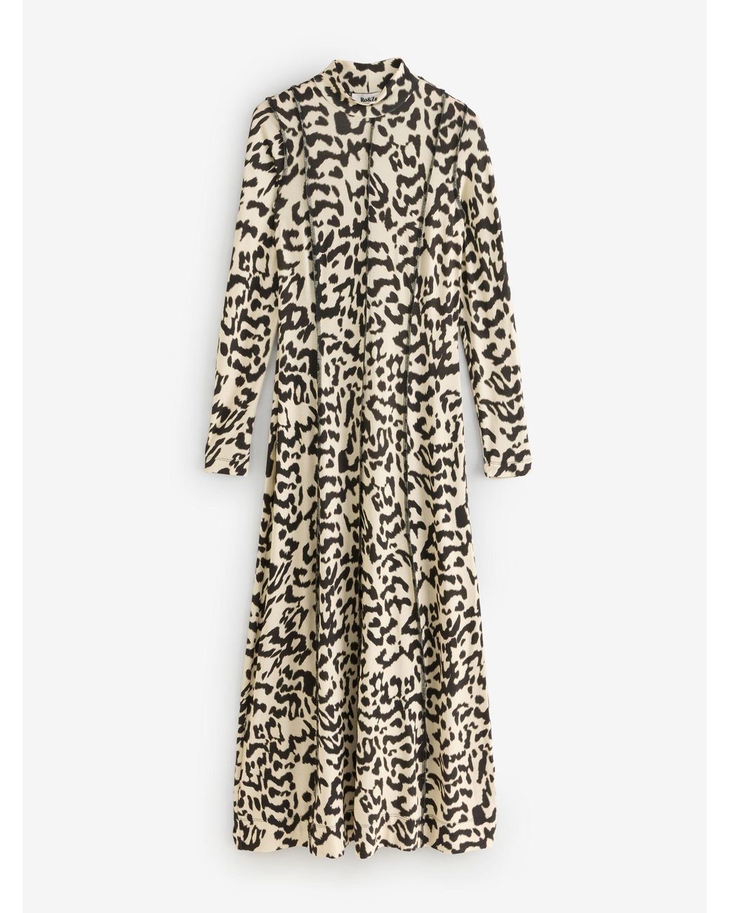 Ro & Zo Print Overlock Detail Jersey Dress in White | Lyst