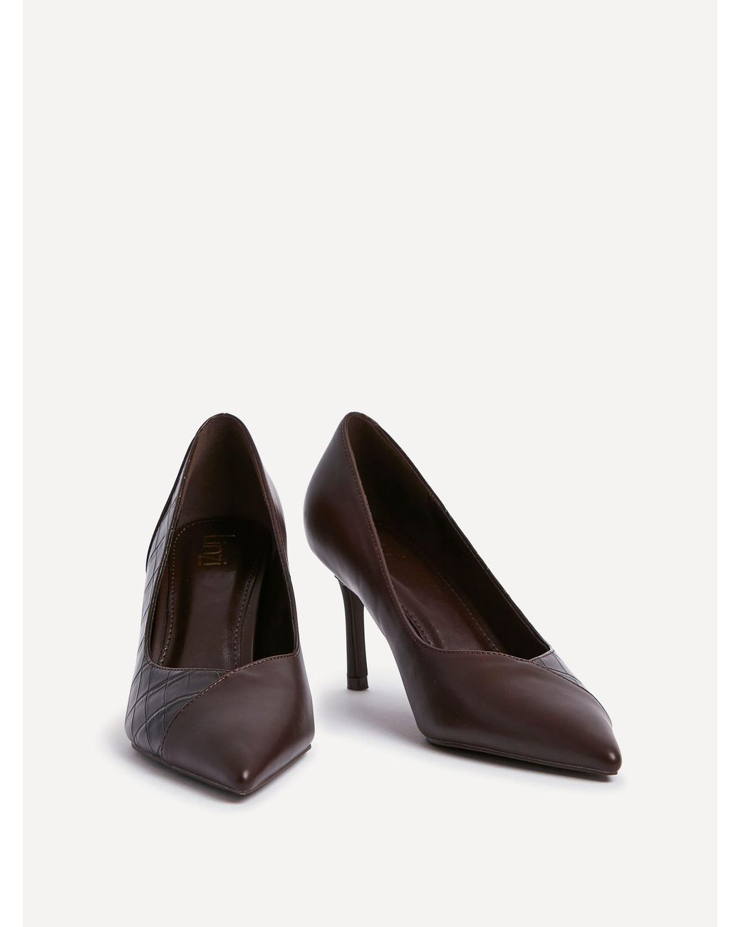 Linzi Gaia Mix Croc Court Heels in White | Lyst