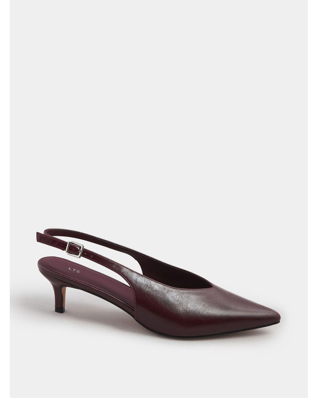 Long Tall Sally V Cut Kitten Slingback Heel Shoes in Brown | Lyst