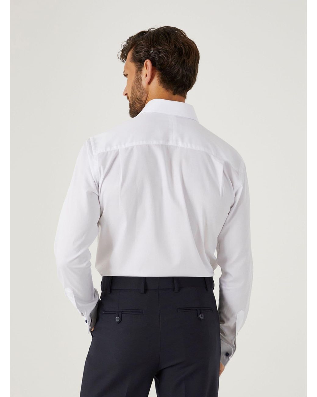 Skopes Slim Luxury Cotton Formal Tailored Fit Twill Shirt in White for ...