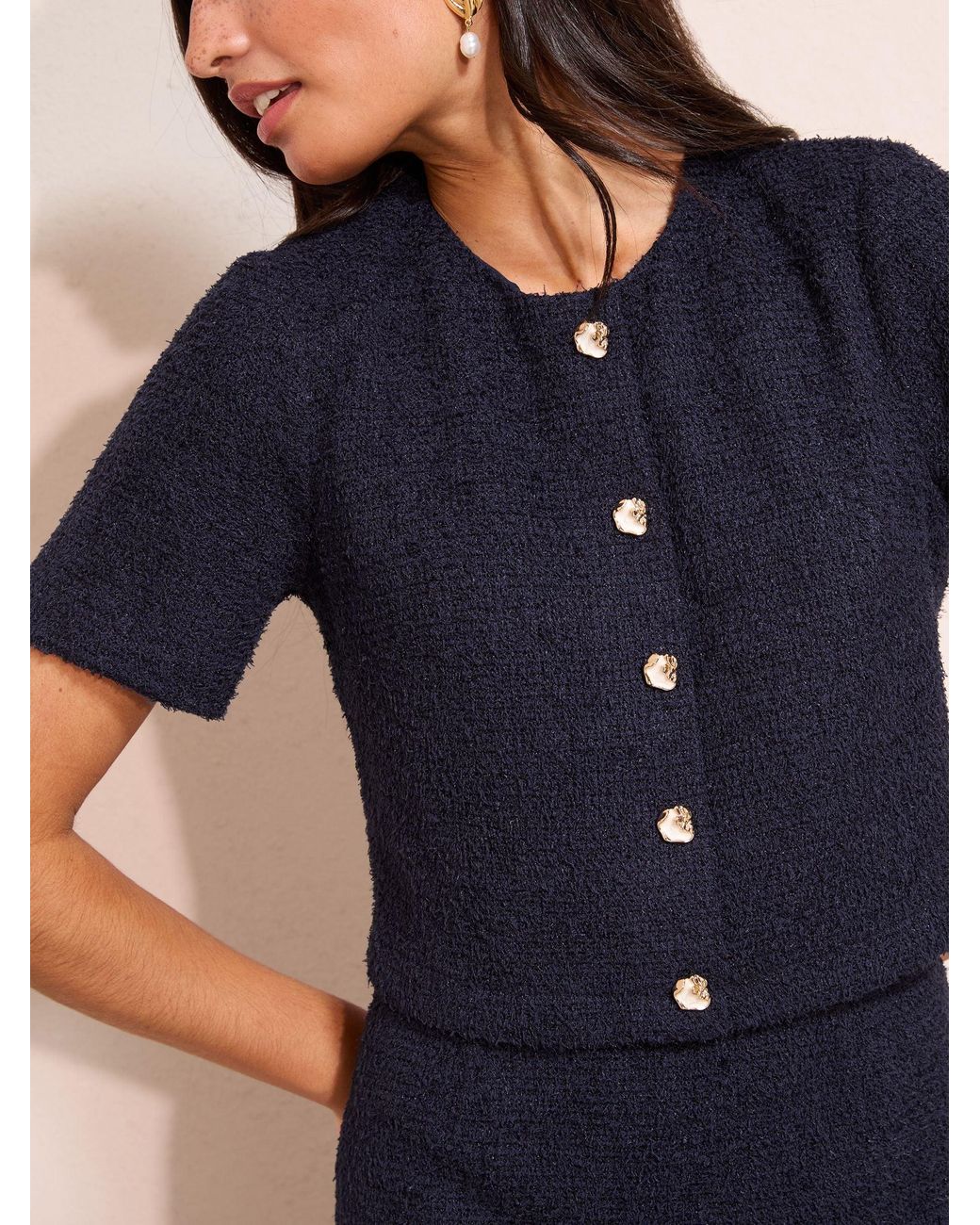 Friends Like These Boucle 2-In-1 Peplum Hem Dress in Blue | Lyst
