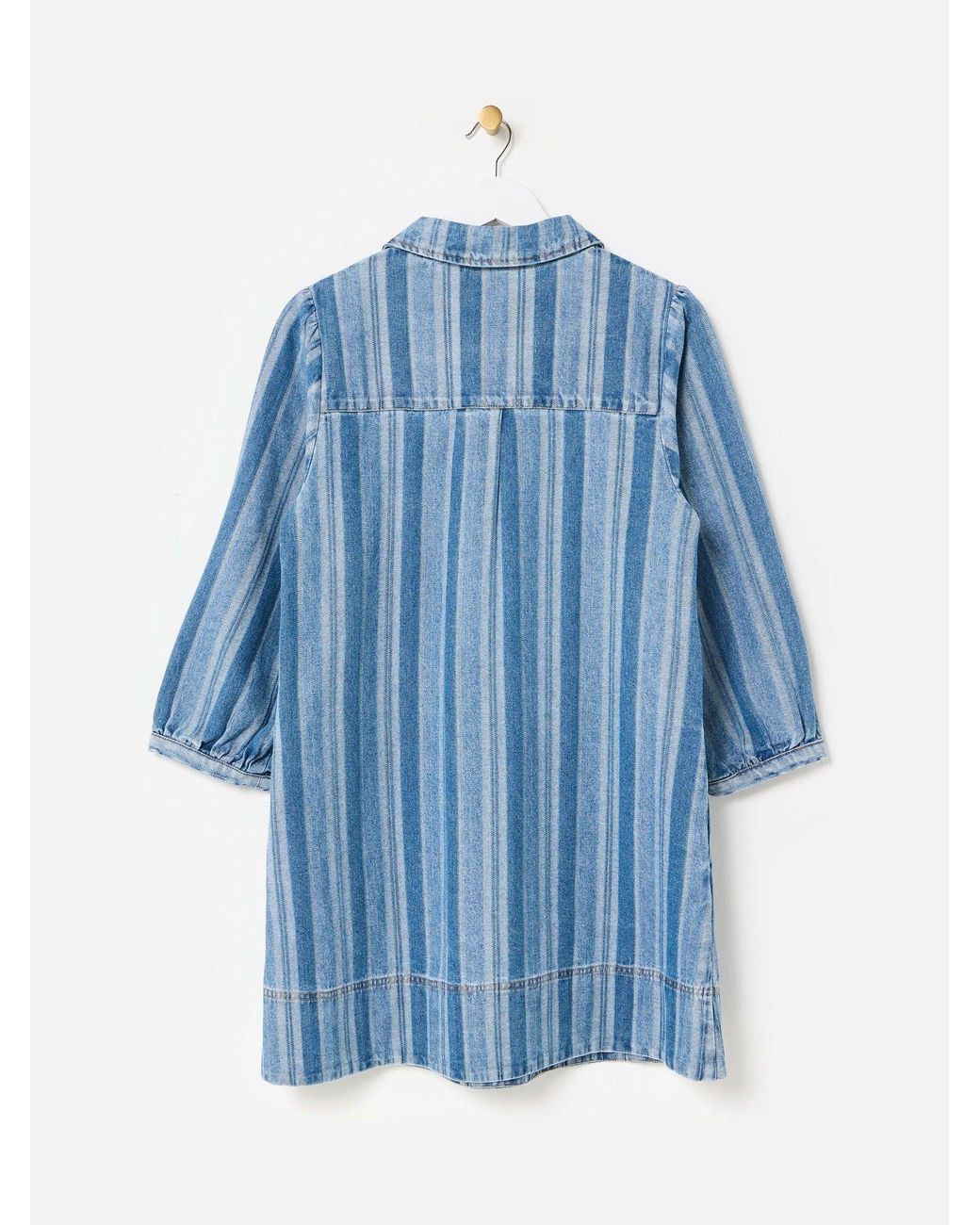 Oliver Bonas Denim Striped Half Zip Mini Dress in Blue | Lyst