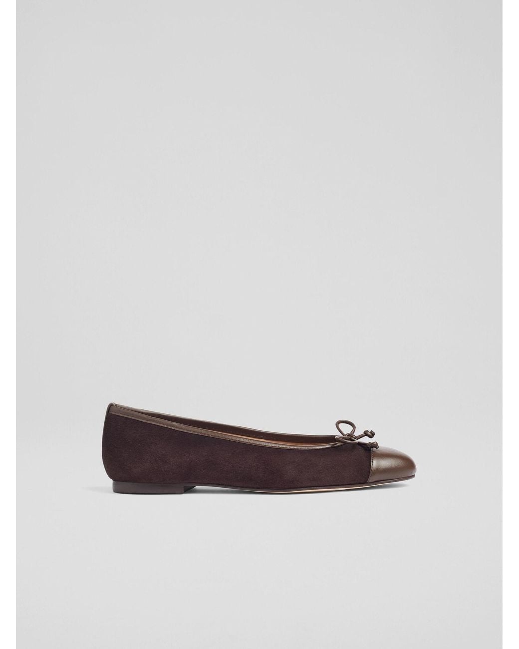 LK Bennett Kara Suede & Nappa Ballerina Bow Flats in White | Lyst
