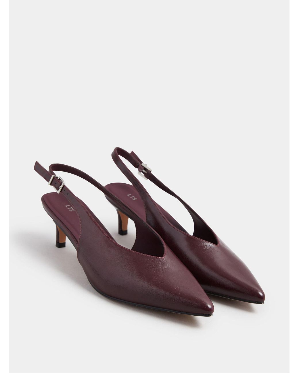 Long Tall Sally V Cut Kitten Slingback Heel Shoes in Brown | Lyst