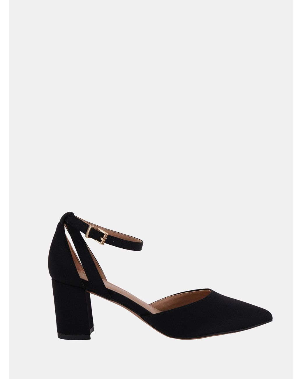 Novo Wide Fit Imelda Two Part Block Heel Court Shoes in Black | Lyst
