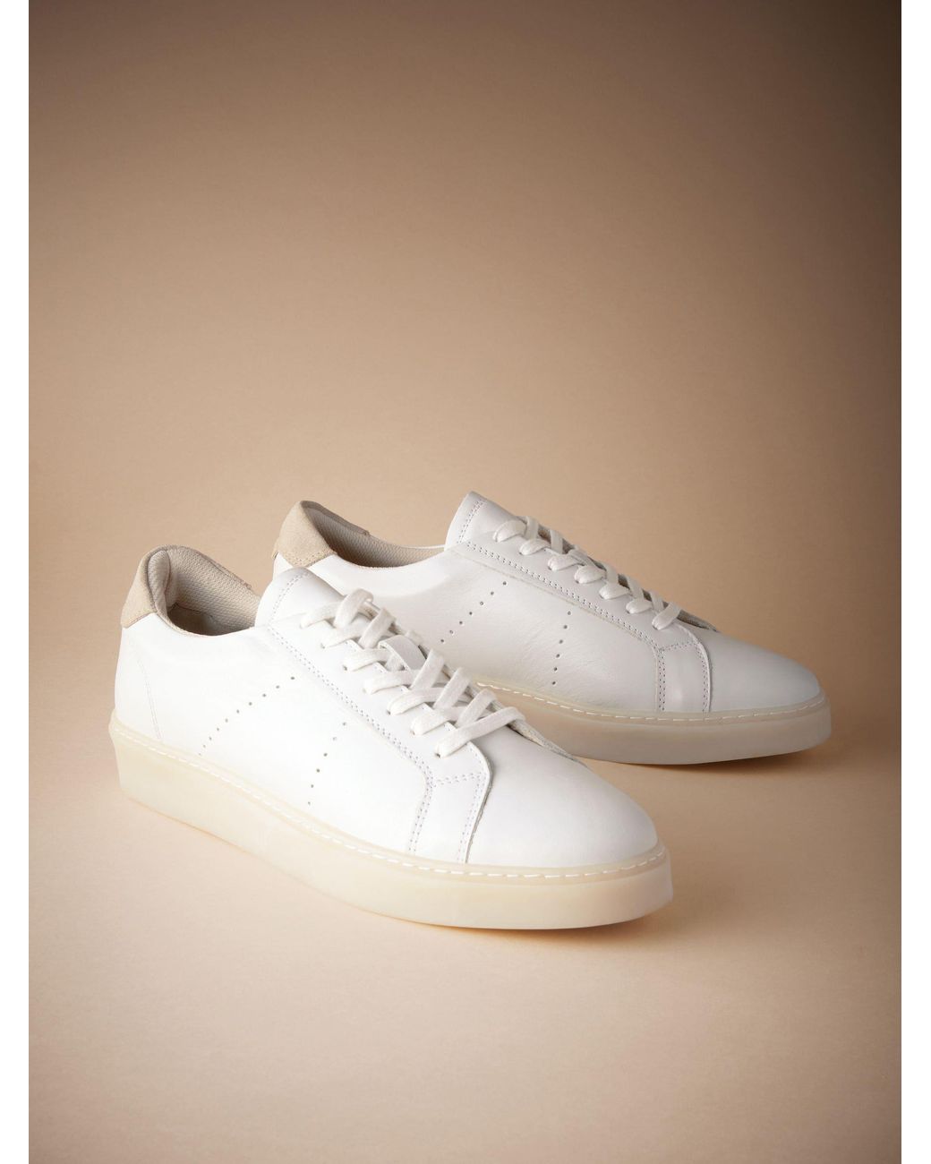 Next Signature Leather Trainers in Natural for Men | Lyst