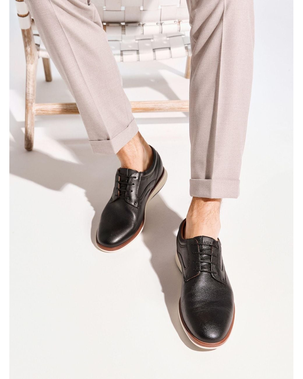Dune Standard Fit Brydon Hybrid Sole Gibson Shoes in Black for Men | Lyst