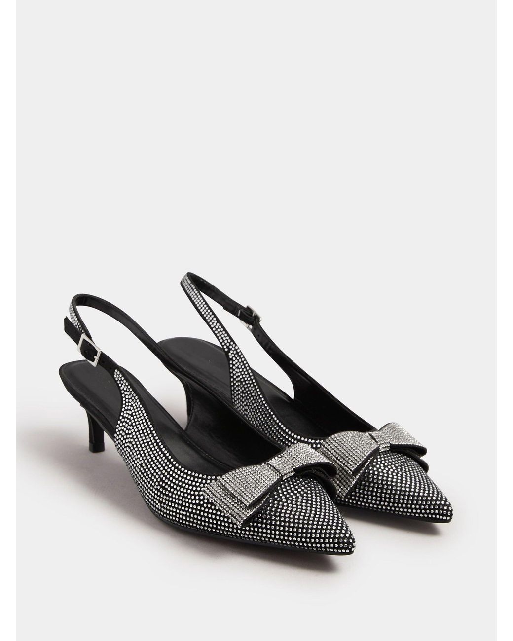 Long Tall Sally Sparkle Bow Slingback Heel Shoes in White | Lyst