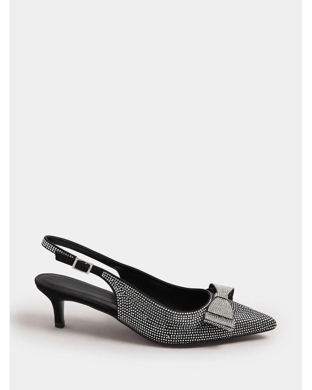 Long Tall Sally Sparkle Bow Slingback Heel Shoes in White | Lyst