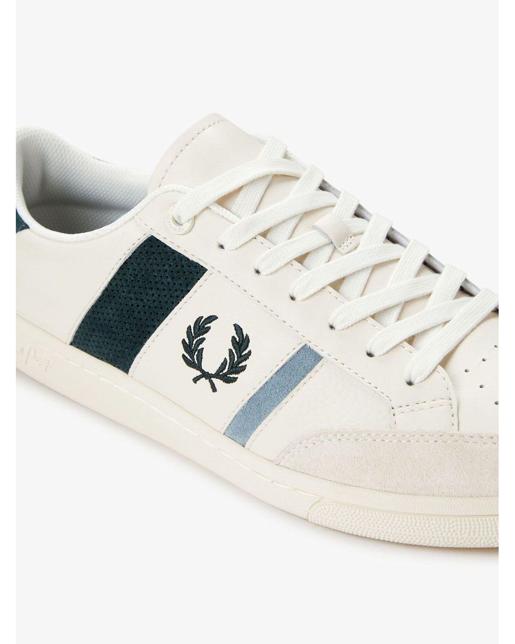 Fred Perry B725 Leather/Suede Trainers in White for Men | Lyst Australia