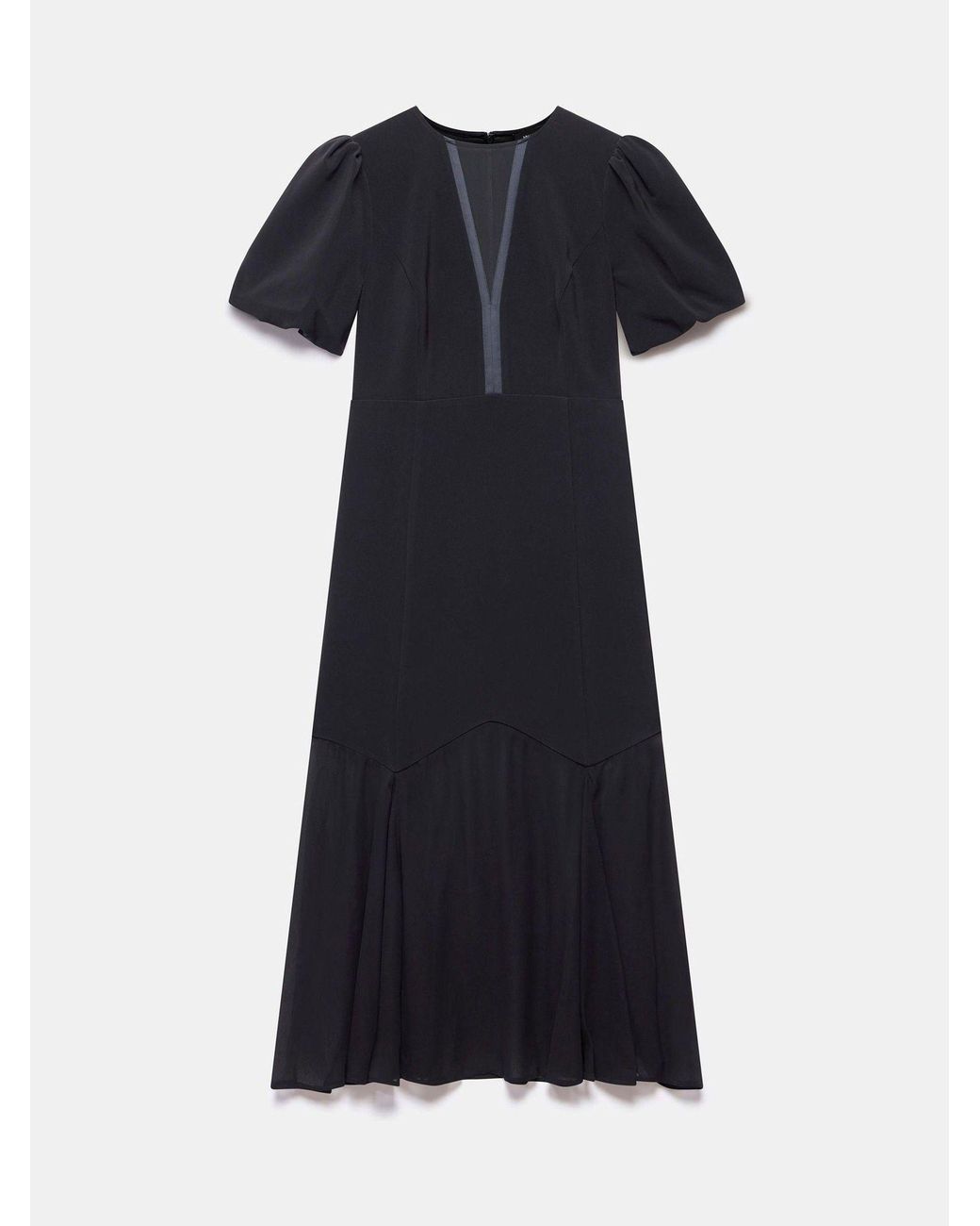 Mint Velvet Puff Sleeve Maxi Dress in Black | Lyst