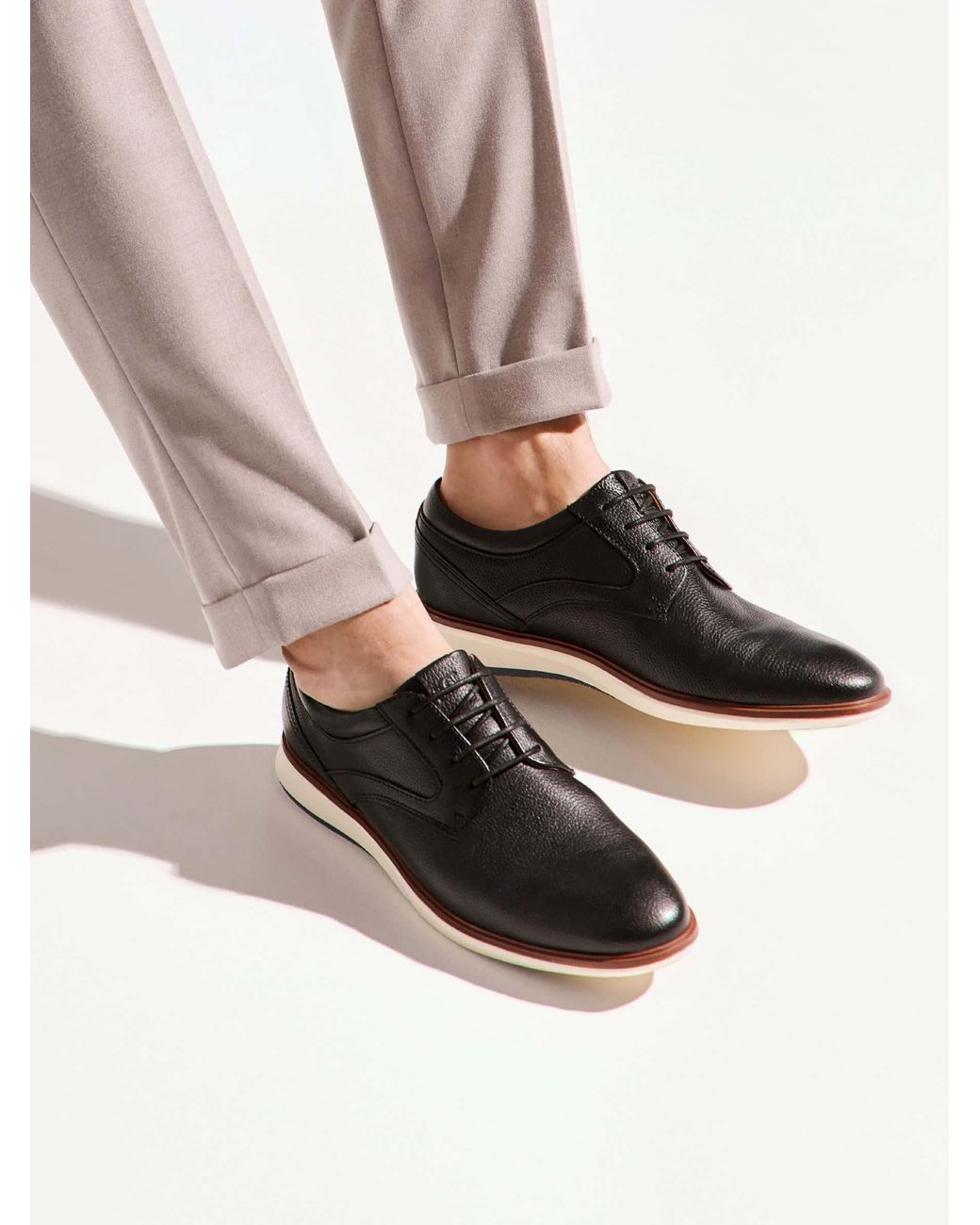 Dune Standard Fit Brydon Hybrid Sole Gibson Shoes in Black for Men | Lyst