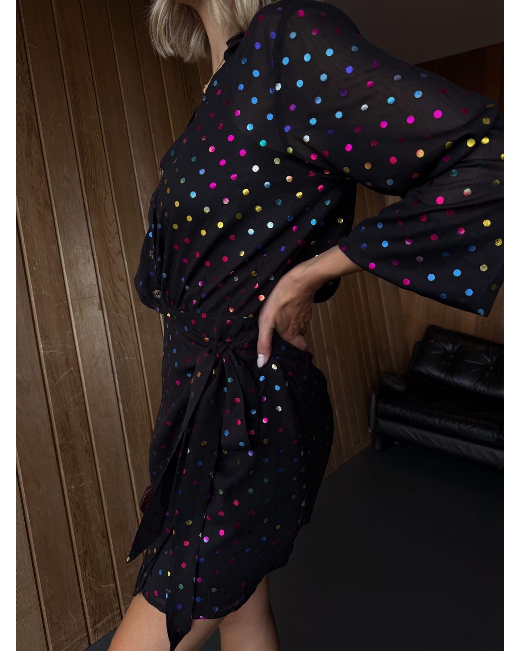 Never Fully Dressed Spot Miley Mini Shirt Dress in Black | Lyst