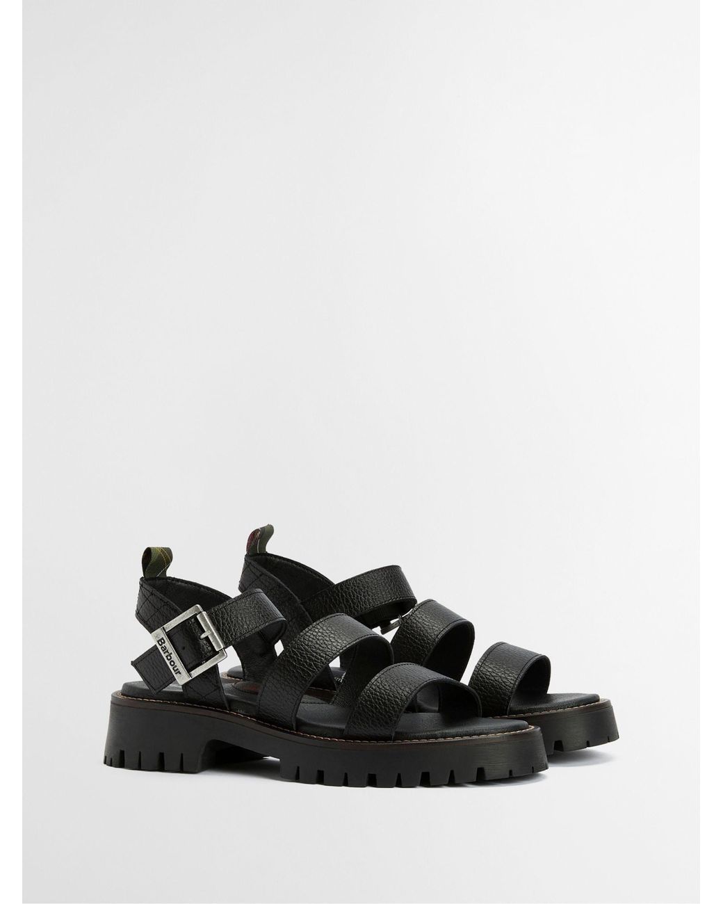 Barbour Gabby Leather Buckle Sandals in White | Lyst Australia