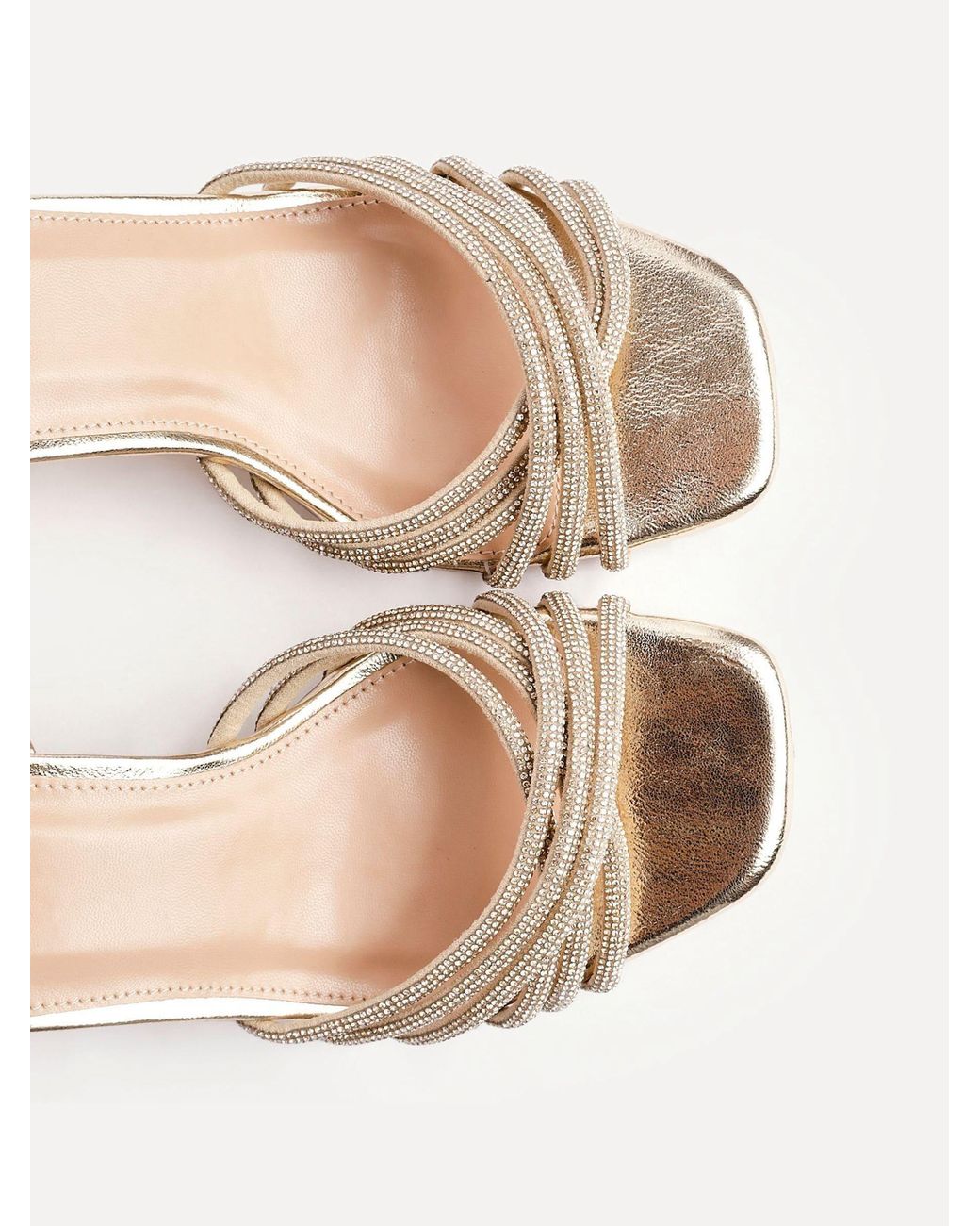 Linzi Strictly Wide Fit Diamante Crossover Heeled Sandals in Brown | Lyst