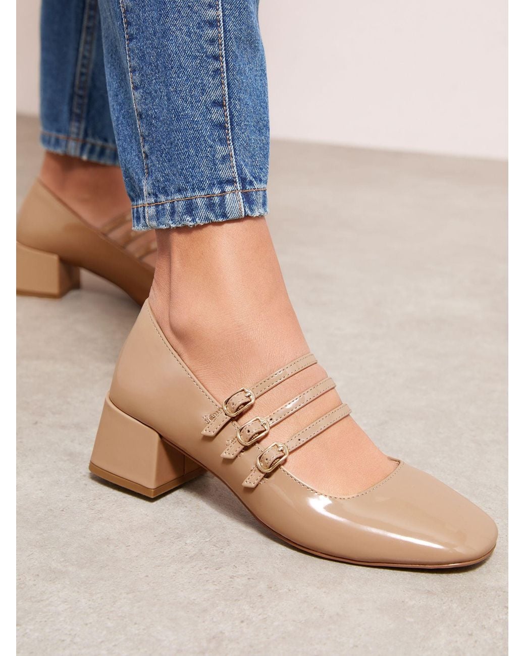 Friends Like These Standard Fit Triple Strap Low Block Heel Smart Mary ...