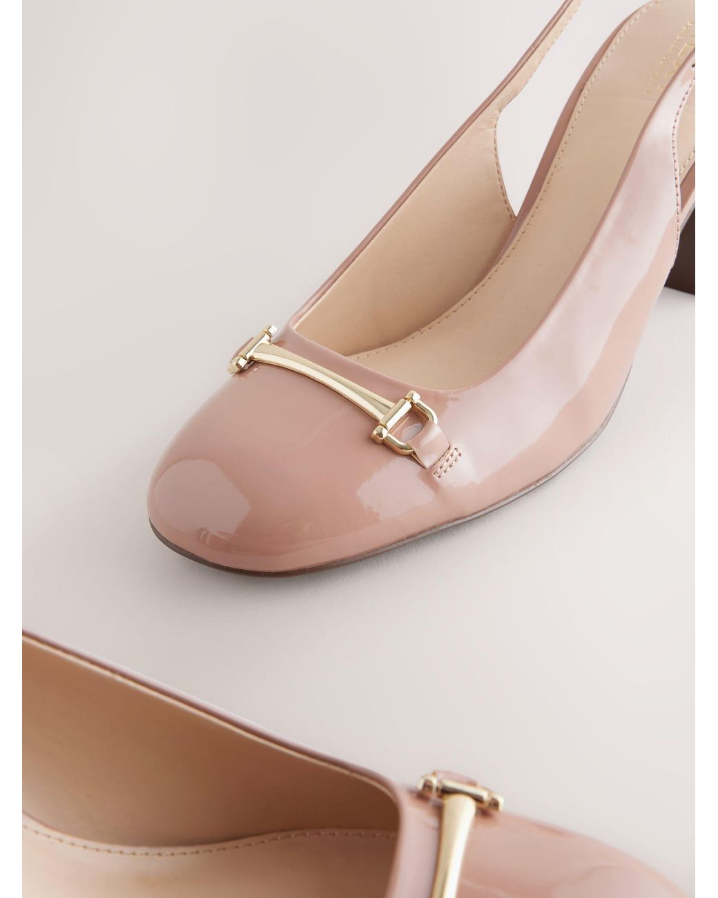 Next Extra Wide Fit Hardware Slingback Block Heels in Pink | Lyst
