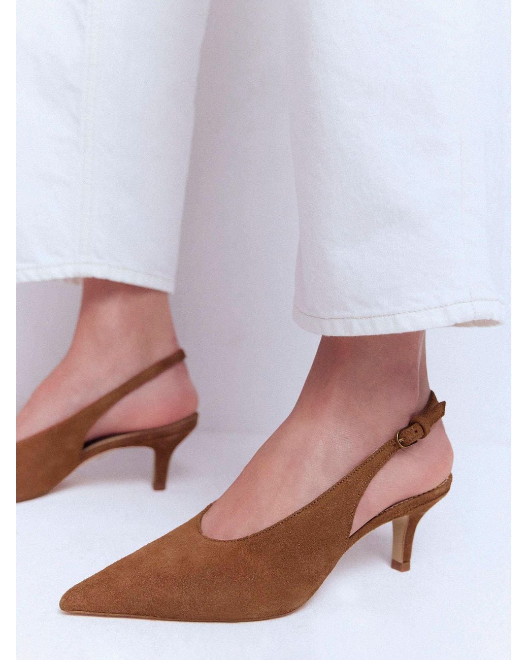 Boden High Cut Slingback Court in Brown | Lyst