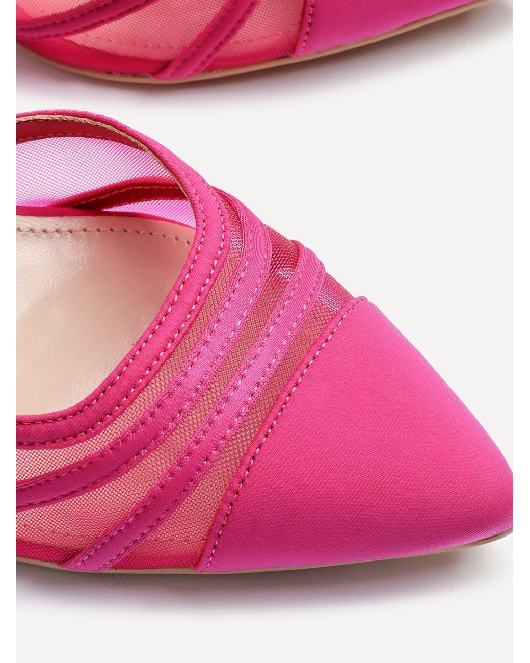 Linzi Tasha Block Court Heels Shoes With Mesh Front Detail in Pink | Lyst