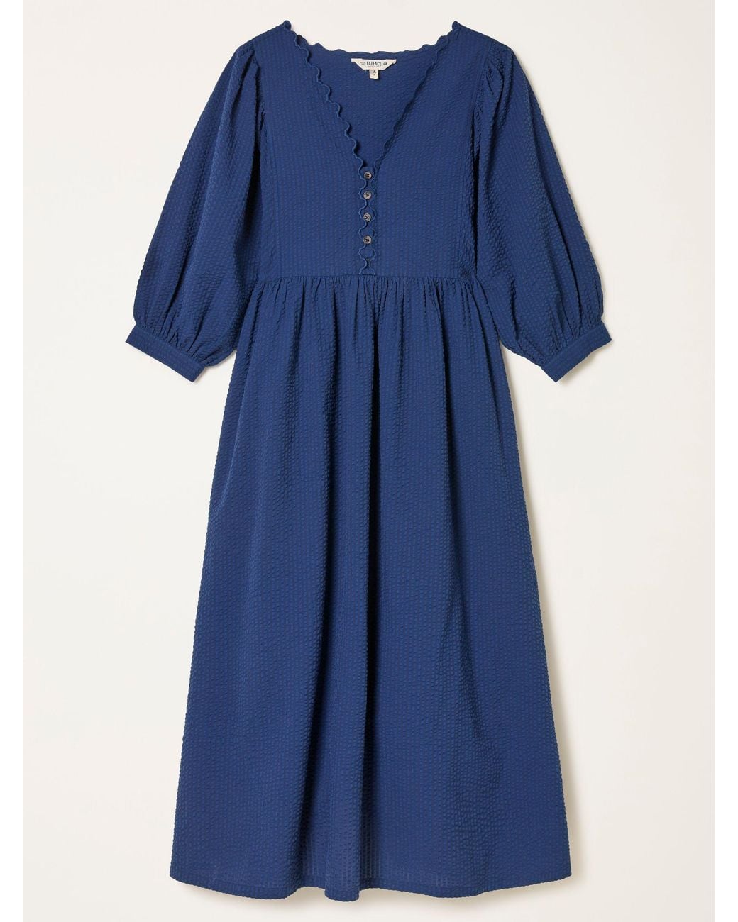 FatFace Fatface Ceil Petite Textured Midi Dress in Blue | Lyst
