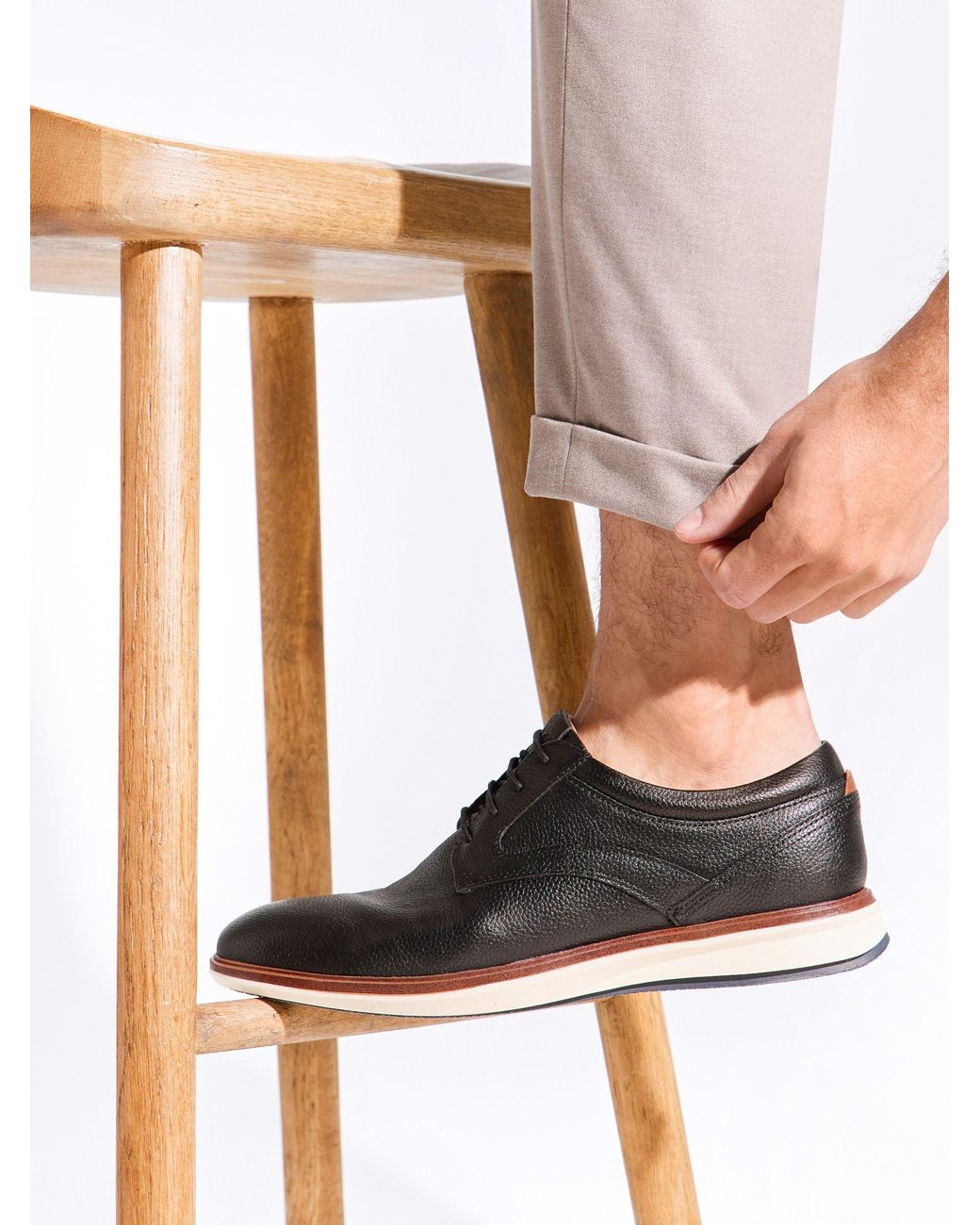 Dune Standard Fit Brydon Hybrid Sole Gibson Shoes in Black for Men | Lyst
