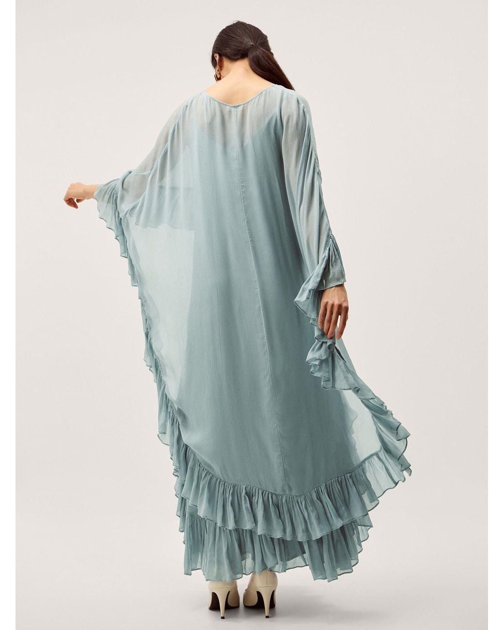 Monsoon Jodie Ruffle Cape Chiffon Maxi Dress in Blue | Lyst