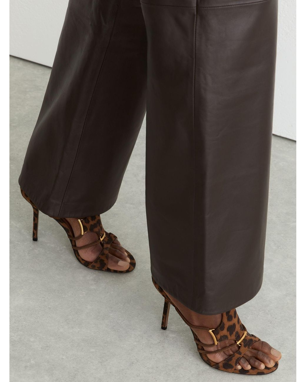 Reiss Roxanne Suede Leopard-Print Strappy Sandals | Lyst