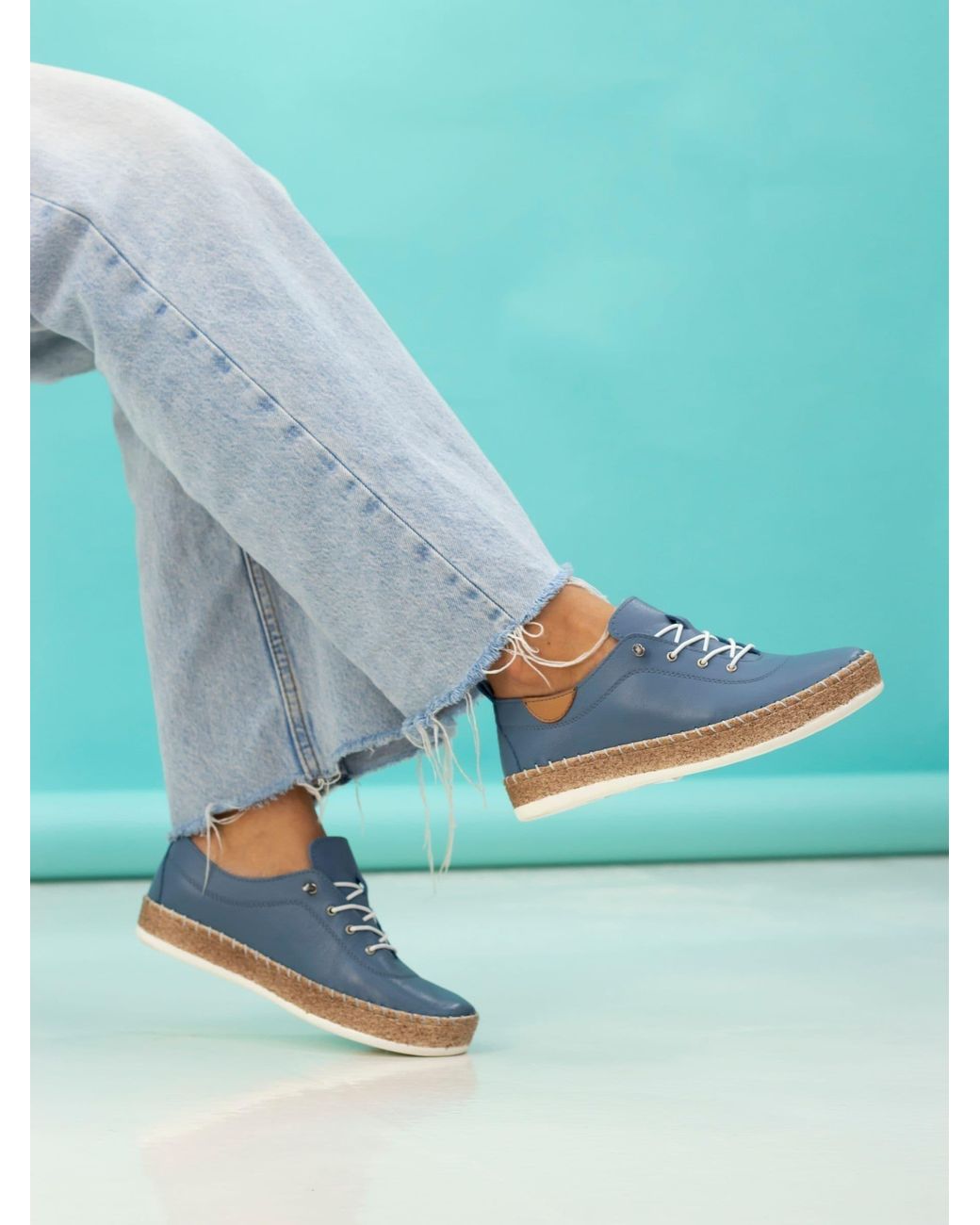 Lunar Evie Mid Leather Plimsoll Shoes in Blue | Lyst