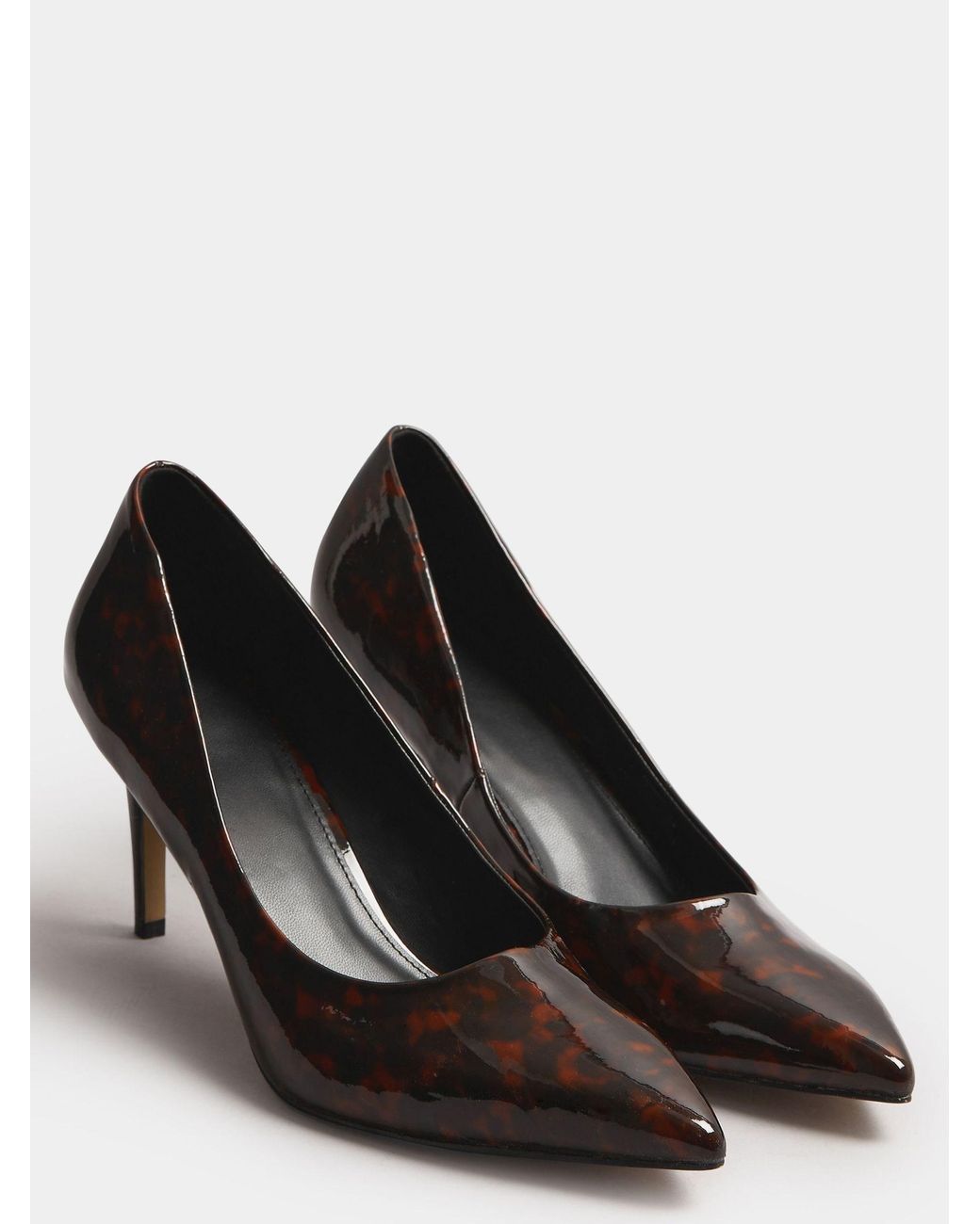 Long Tall Sally Tortoise Shell Point Court Shoes in Black | Lyst
