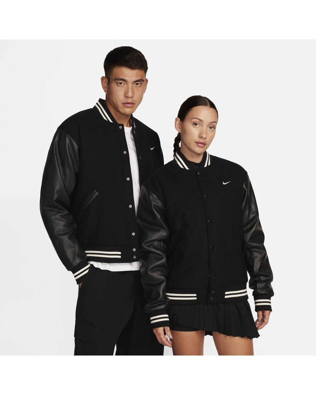 Nike Authentics Varsity Jacket in Black for Men | Lyst UK