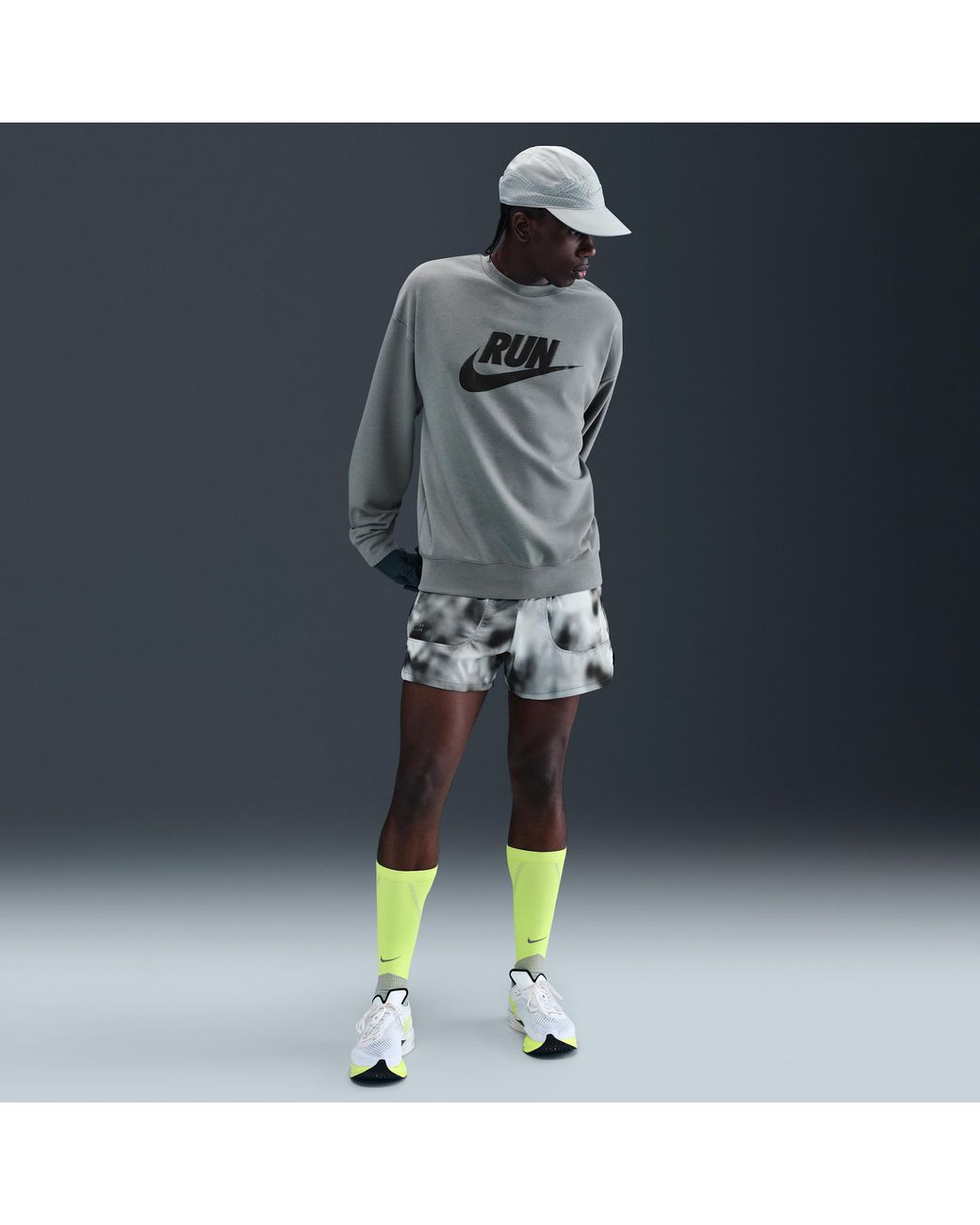 Nike Dri-Fit Fleece Running Crew in Gray for Men | Lyst