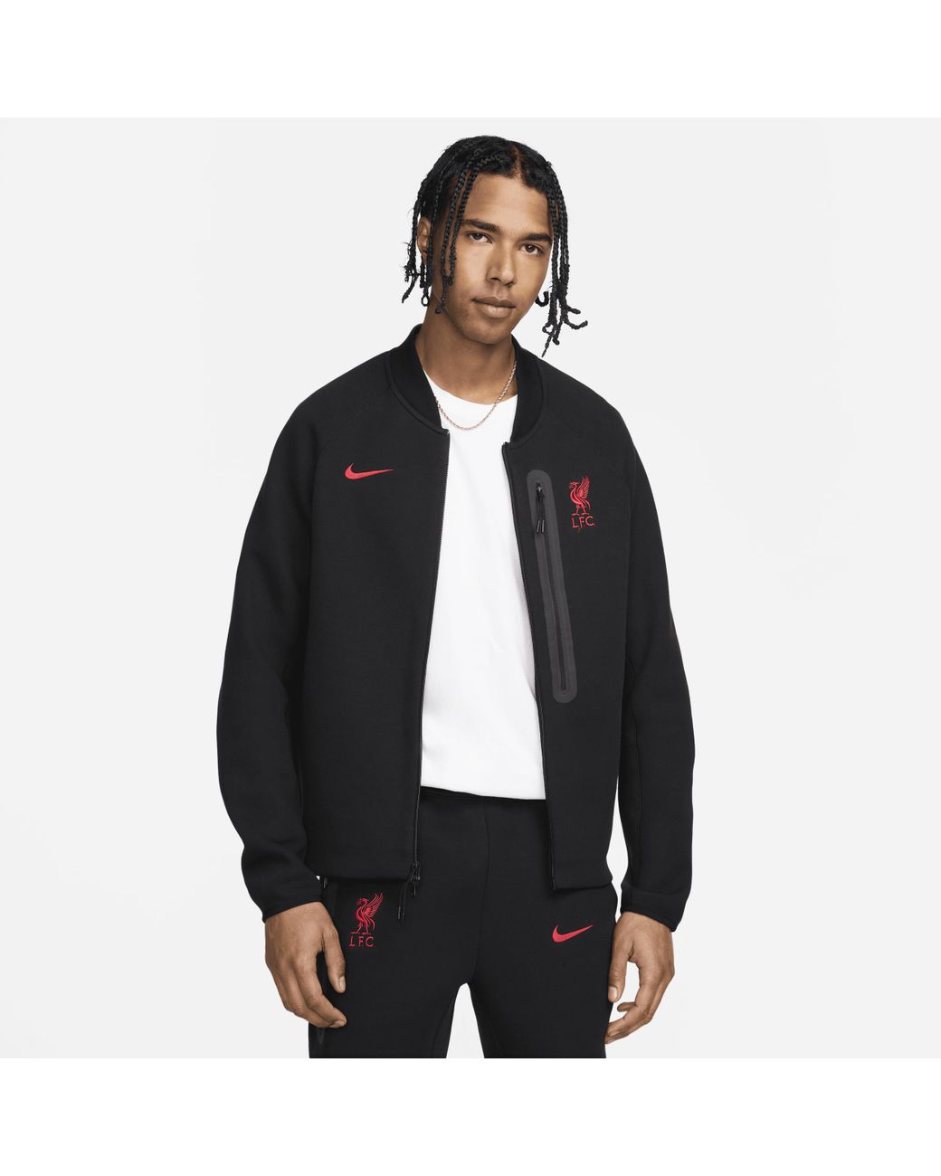 Nike Liverpool F.C. Tech Fleece Football Jacket in Black for Men | Lyst UK