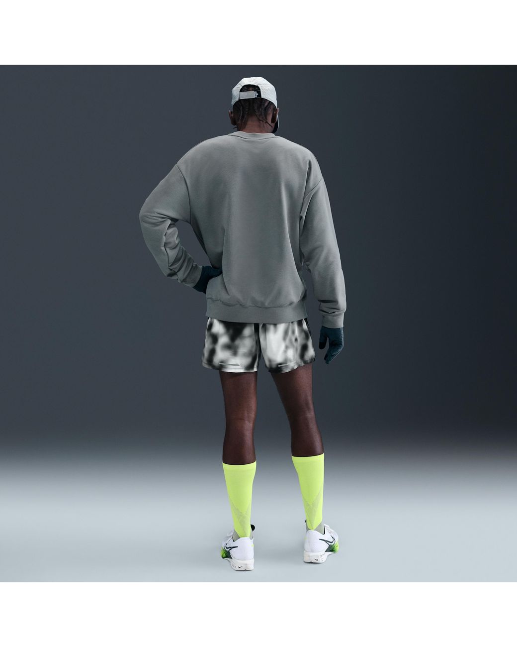 Nike Dri-Fit Fleece Running Crew in Gray for Men | Lyst