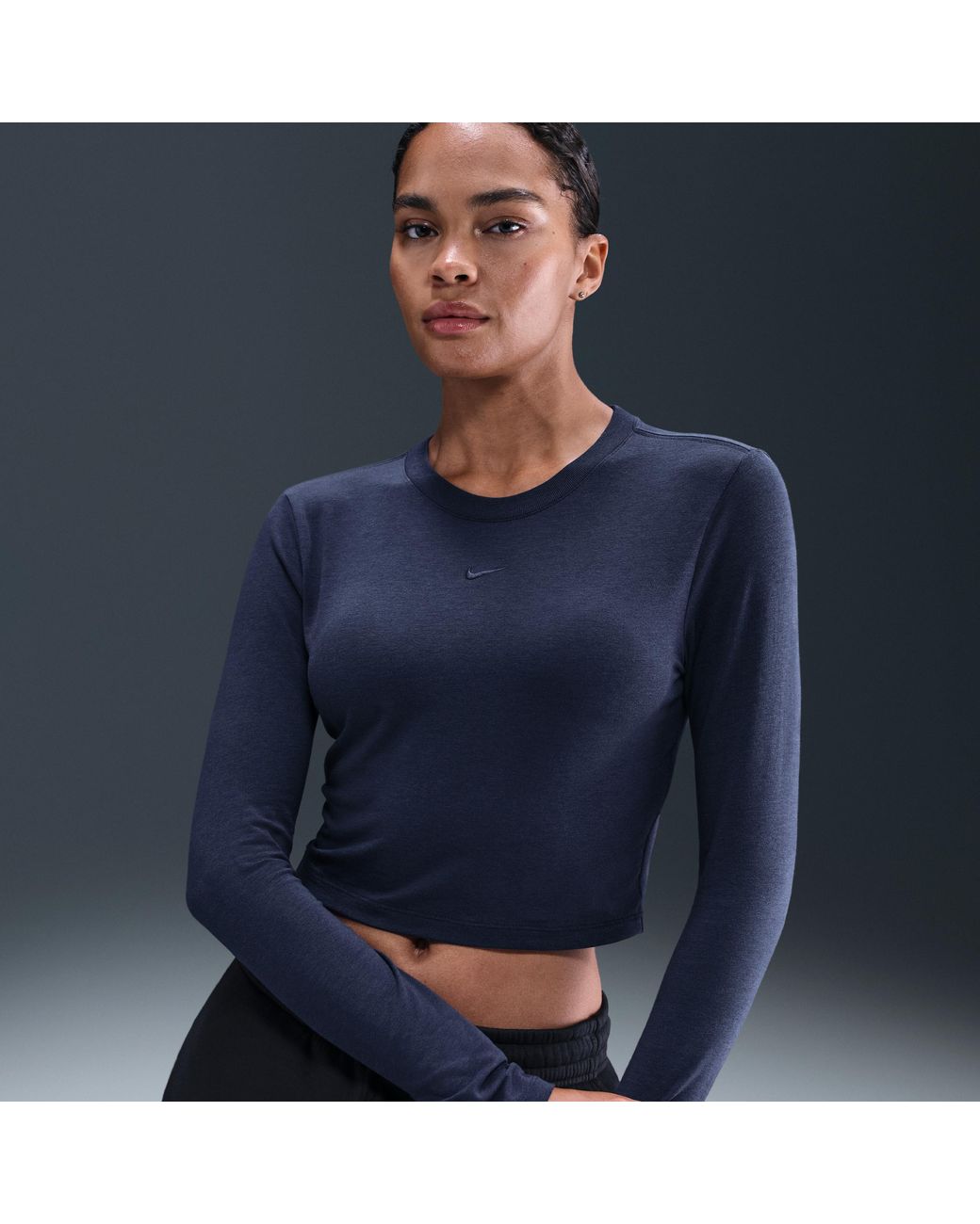 Nike Sportswear Chill Knit Slim Long-Sleeve Cropped Top in Blue | Lyst