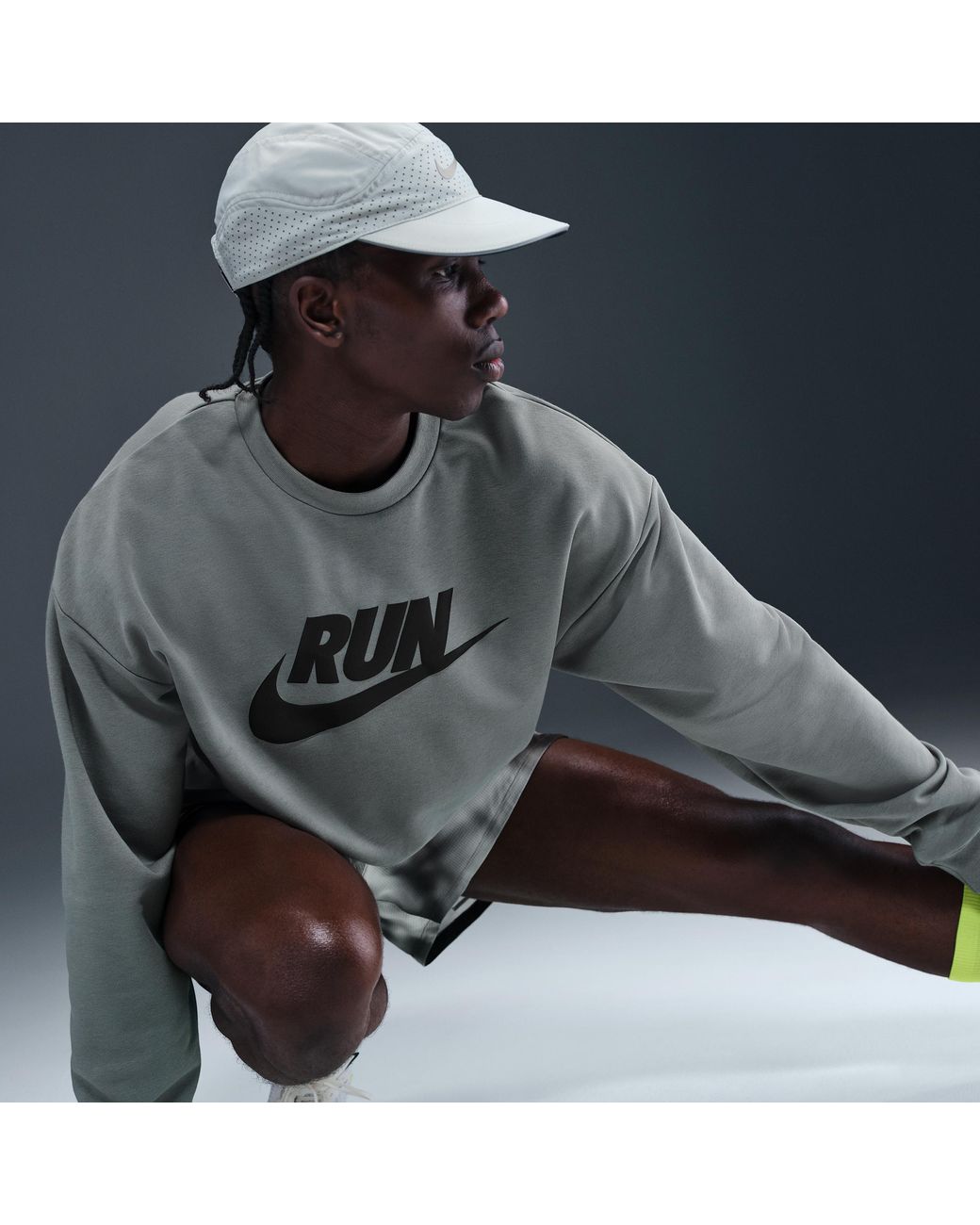 Nike Dri-Fit Fleece Running Crew in Gray for Men | Lyst