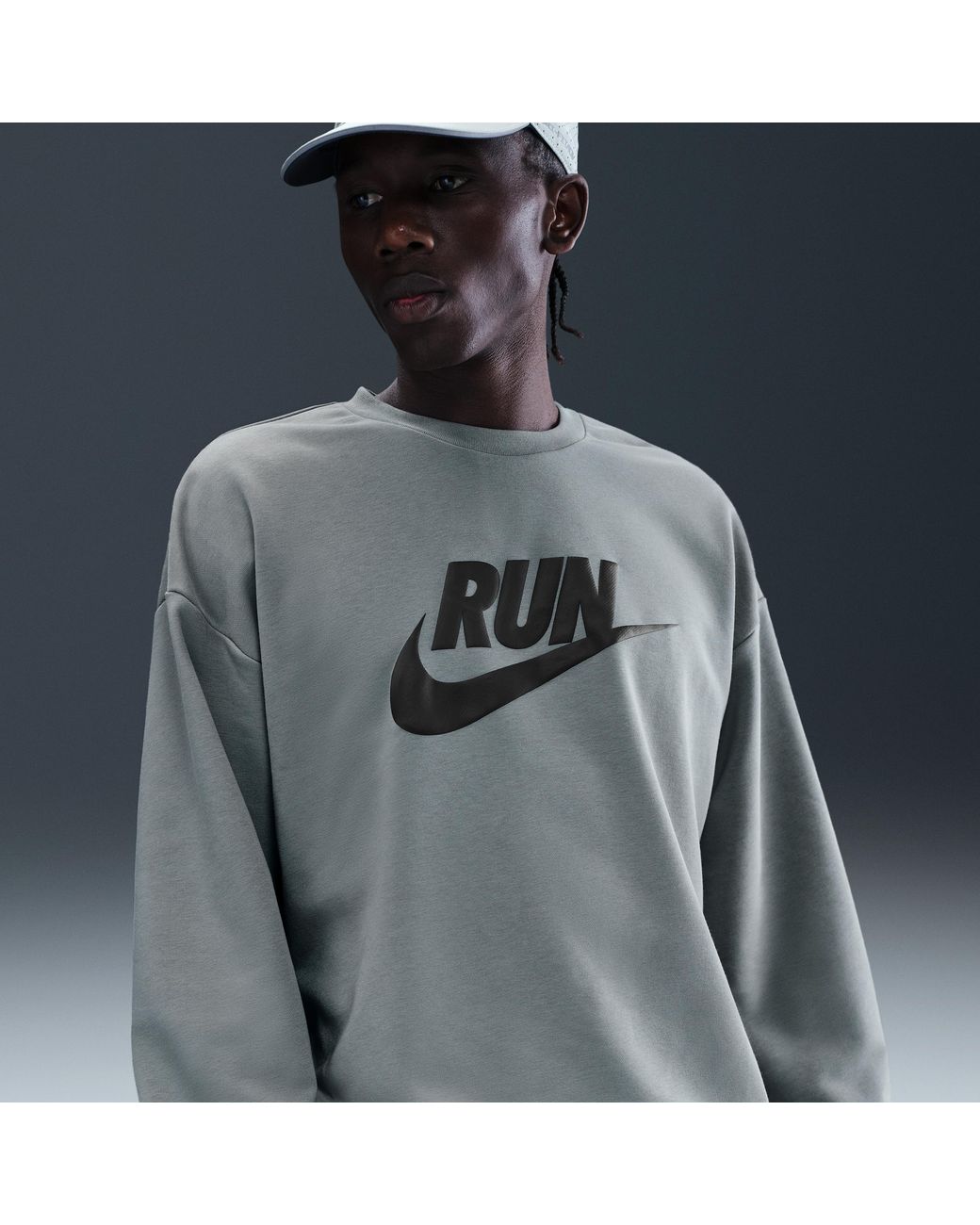 Nike Dri-Fit Fleece Running Crew in Gray for Men | Lyst