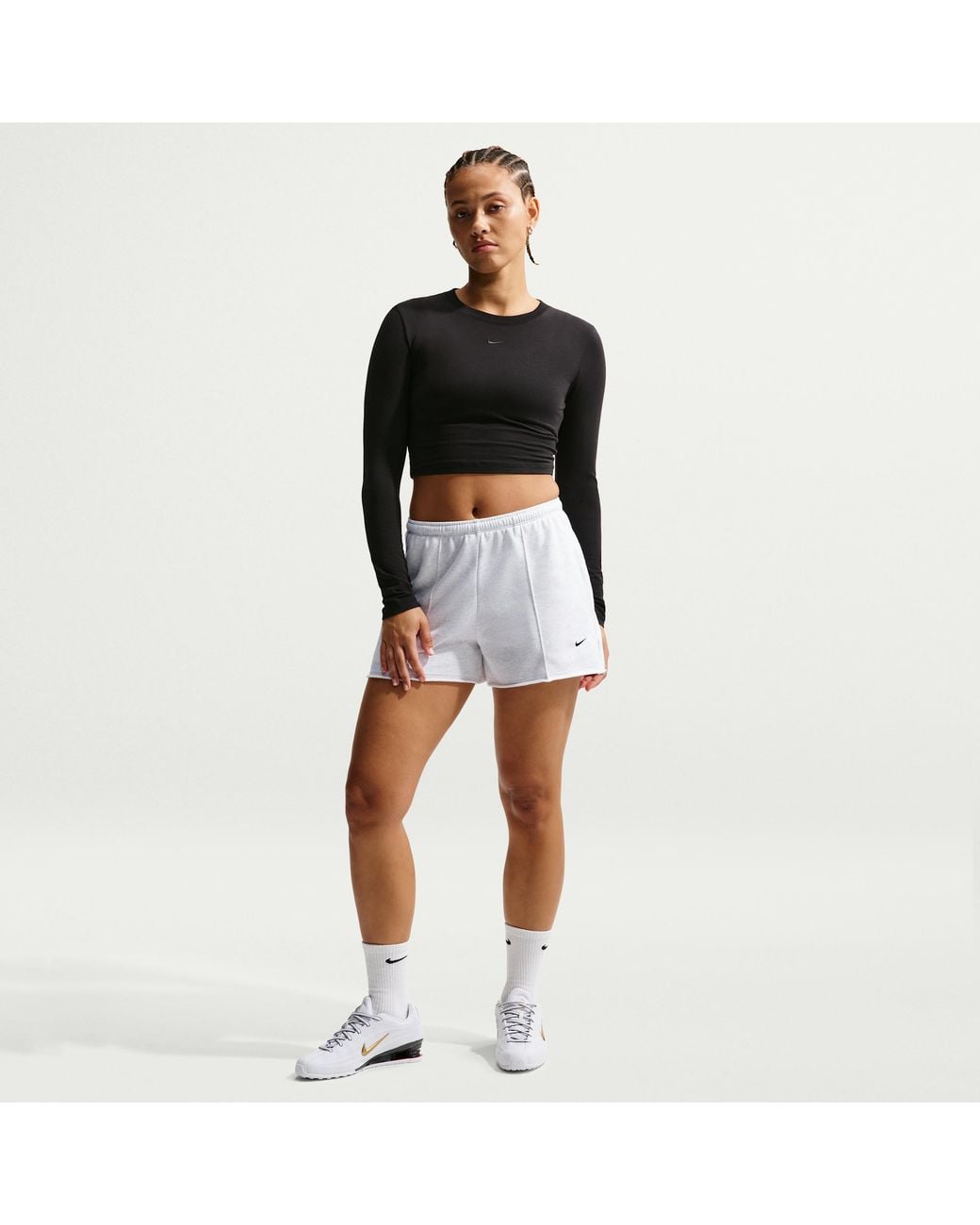 Nike Sportswear Chill Terry Mid-Rise French Terry Shorts in Black | Lyst