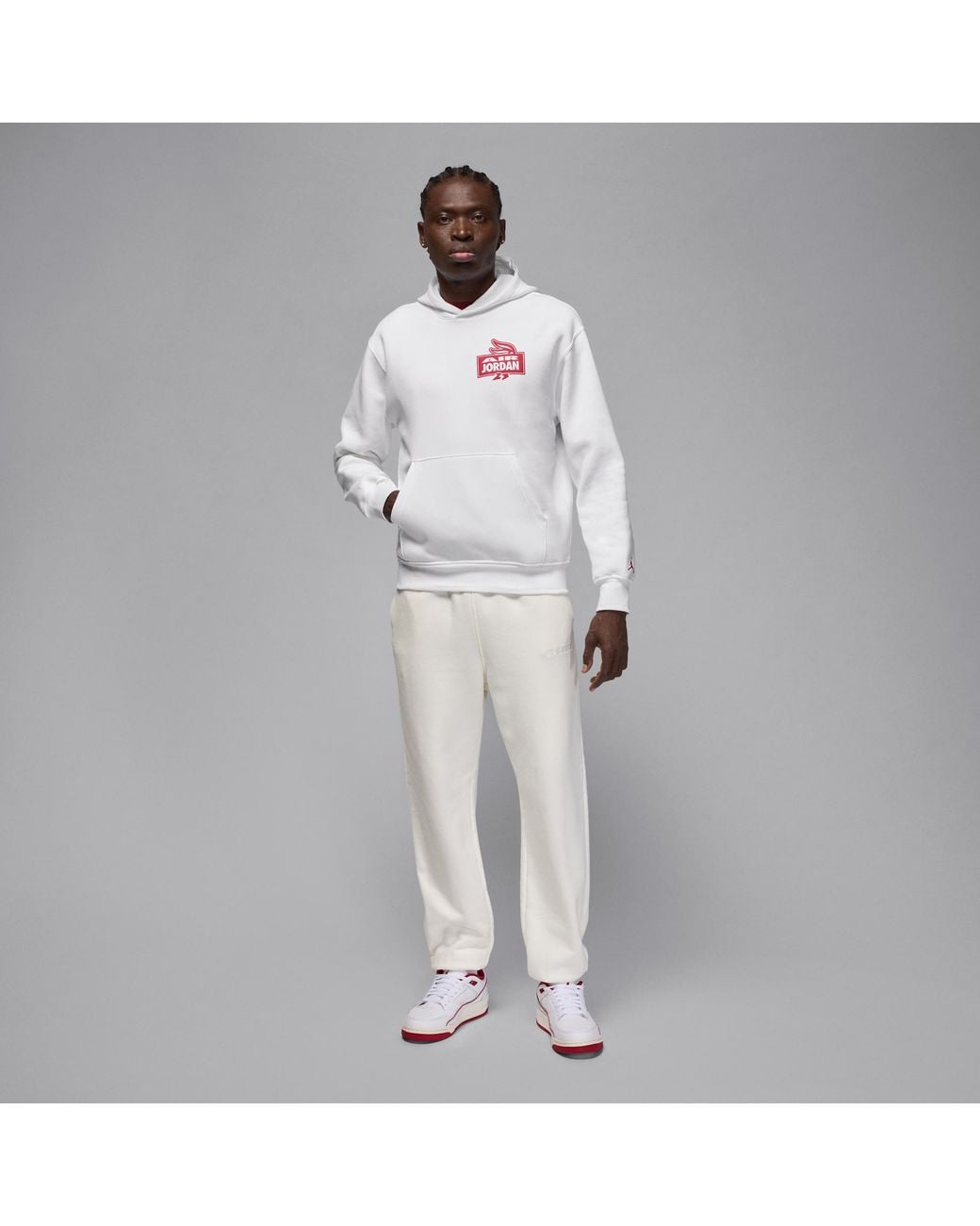 Nike Aj8 Fleece Pullover in White for Men | Lyst