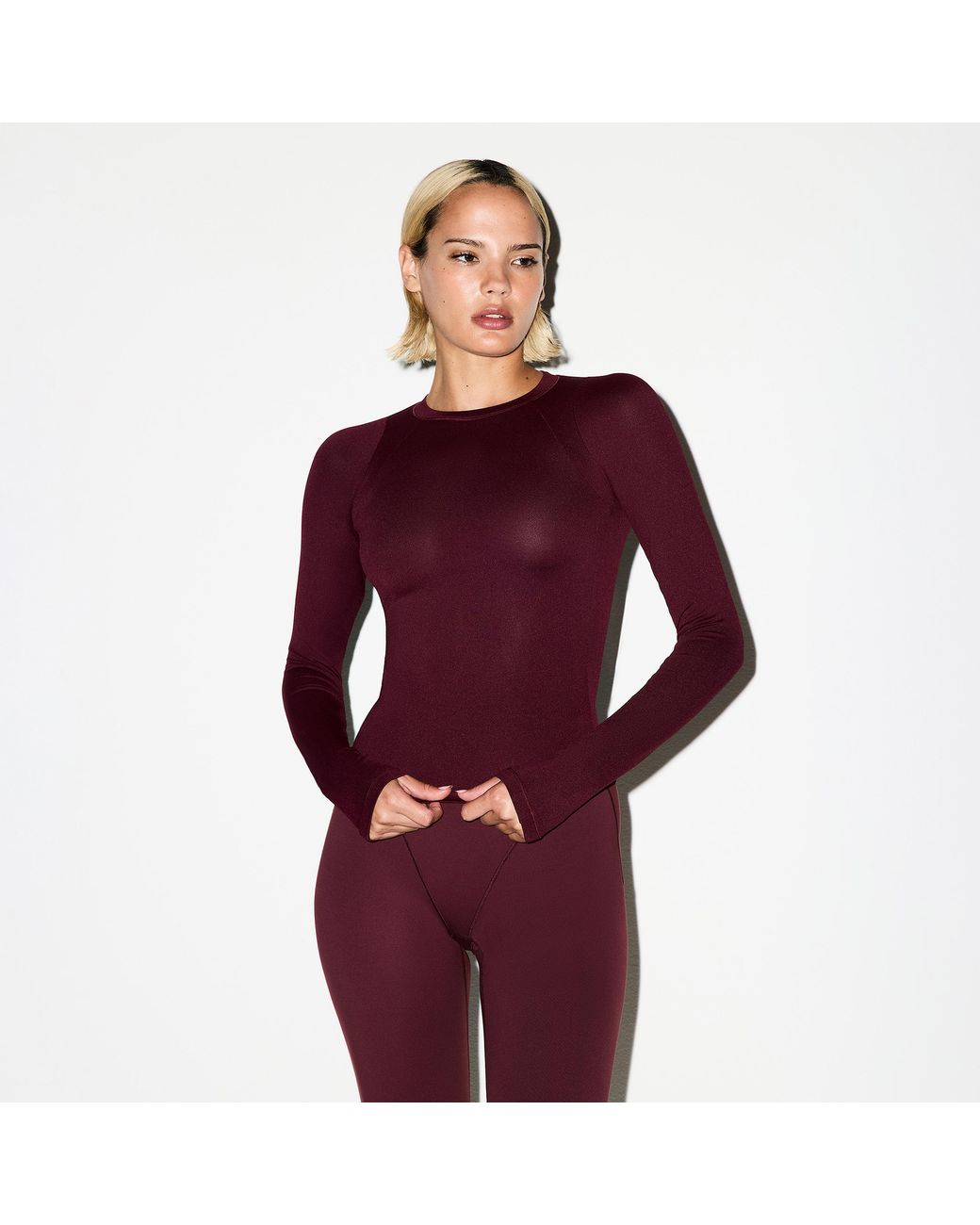 Nike Skims Airy Long-Sleeve Crew-Neck Top in Purple | Lyst