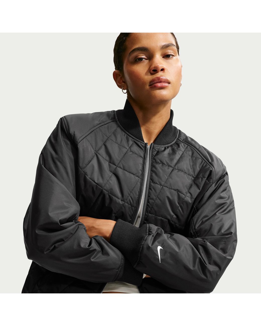 Nike Sportswear Loose Quilted Jacket in Black | Lyst