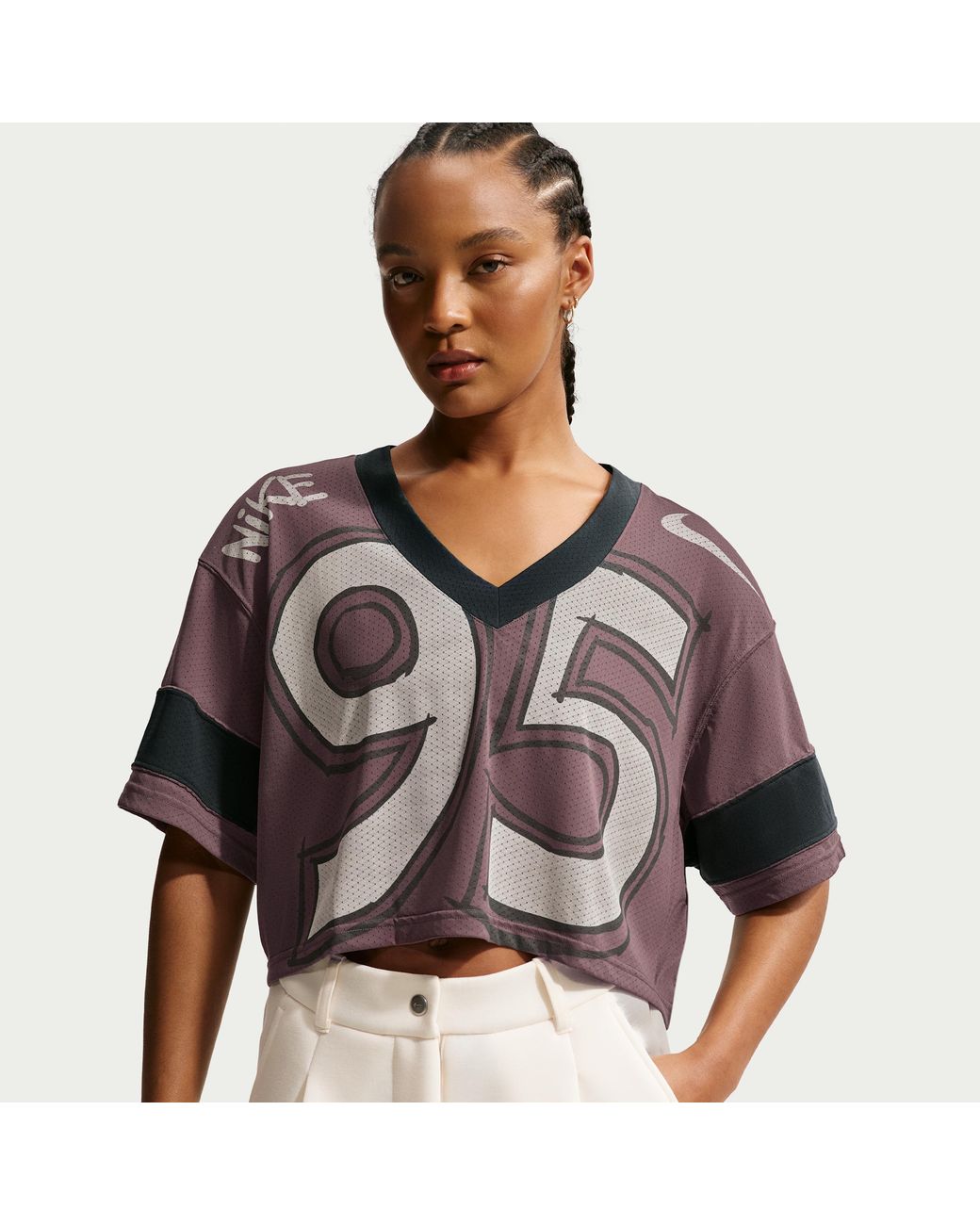 Nike Sportswear Oversized Cropped Jersey in Gray | Lyst