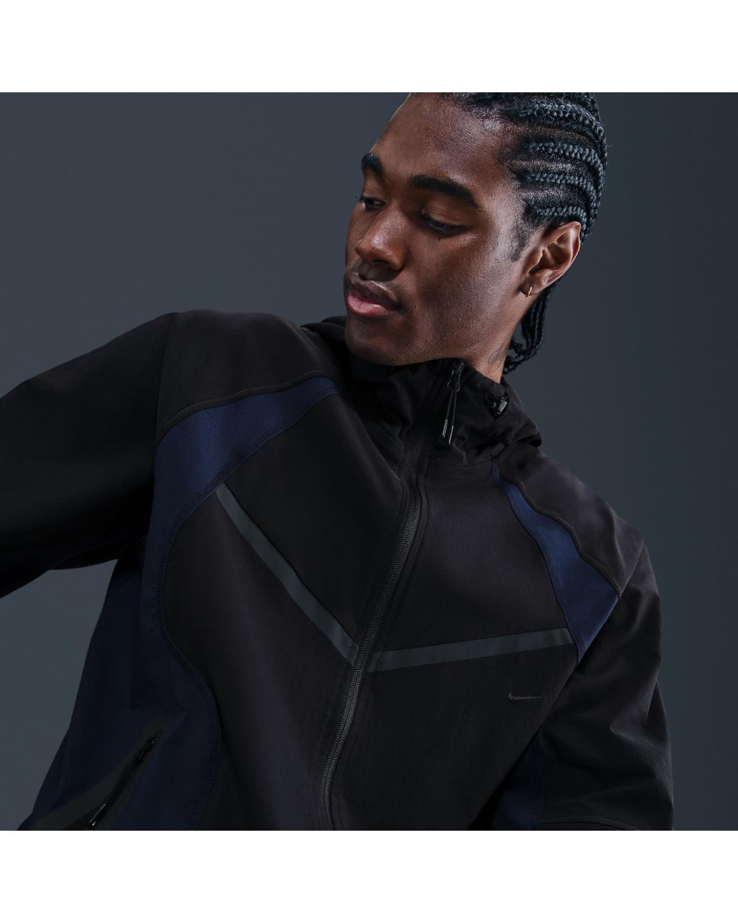 Nike Tech Dri-Fit Woven Colour-Block Windrunner Loose Jacket in Blue ...
