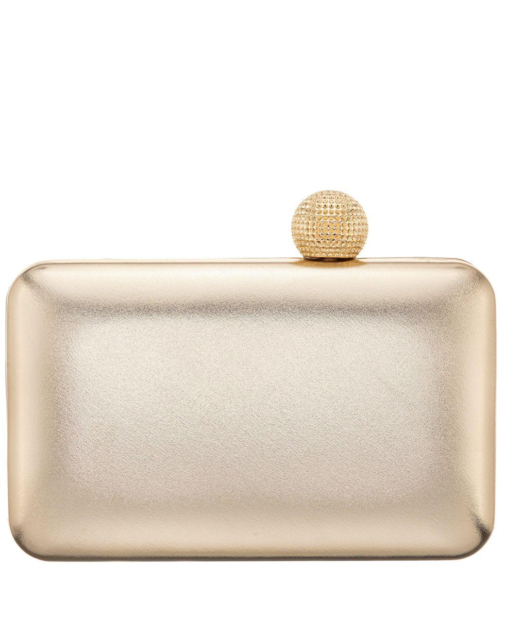 Nina Kimberly Return Platino Metallic Minaudiere With Crystal Clasp In Natural Lyst