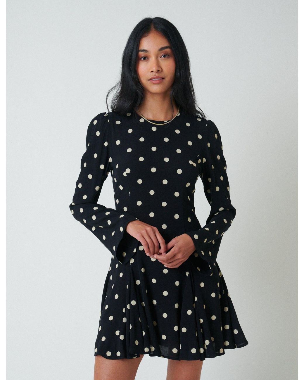 Nobody's Child Polka Dot Long Sleeve Paris Mini Dress in Black | Lyst UK