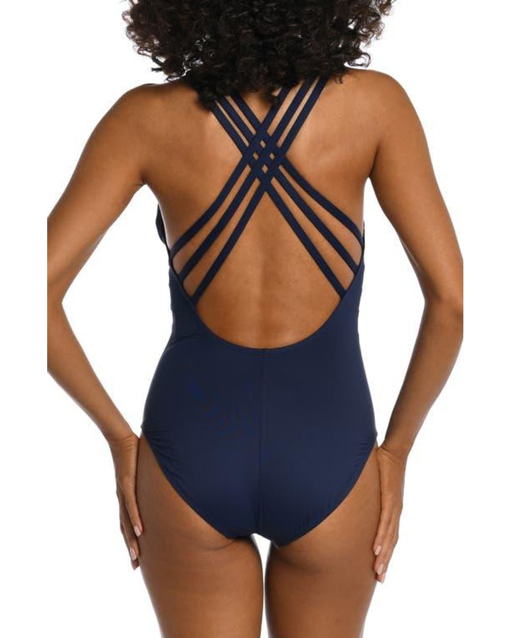 La Blanca Cross Back One-piece Swimsuit in Blue | Lyst