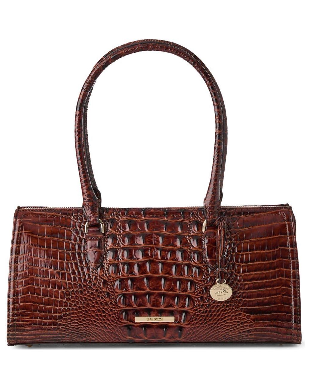 Brahmin Sophia Croc Embossed Leather Satchel in Brown | Lyst