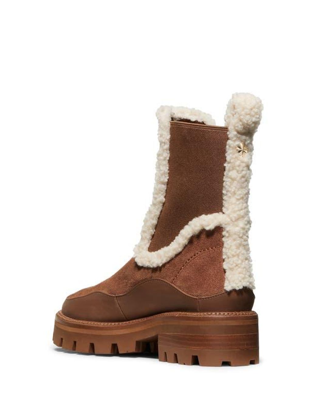 Kate Spade London Faux Shearling Trim Chelsea Boot in Brown | Lyst