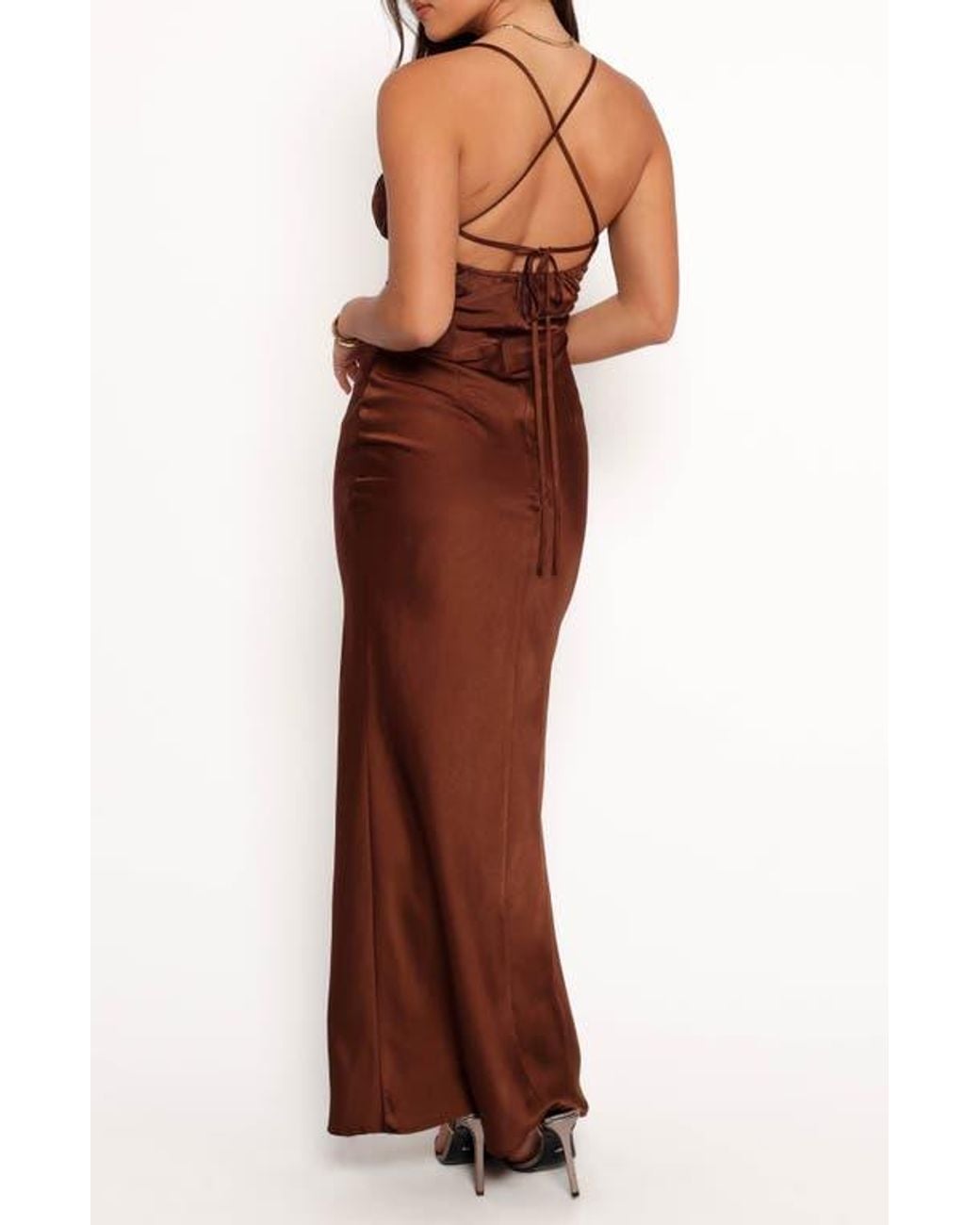 Petal & Pup Amalia Satin Maxi Dress in Red | Lyst